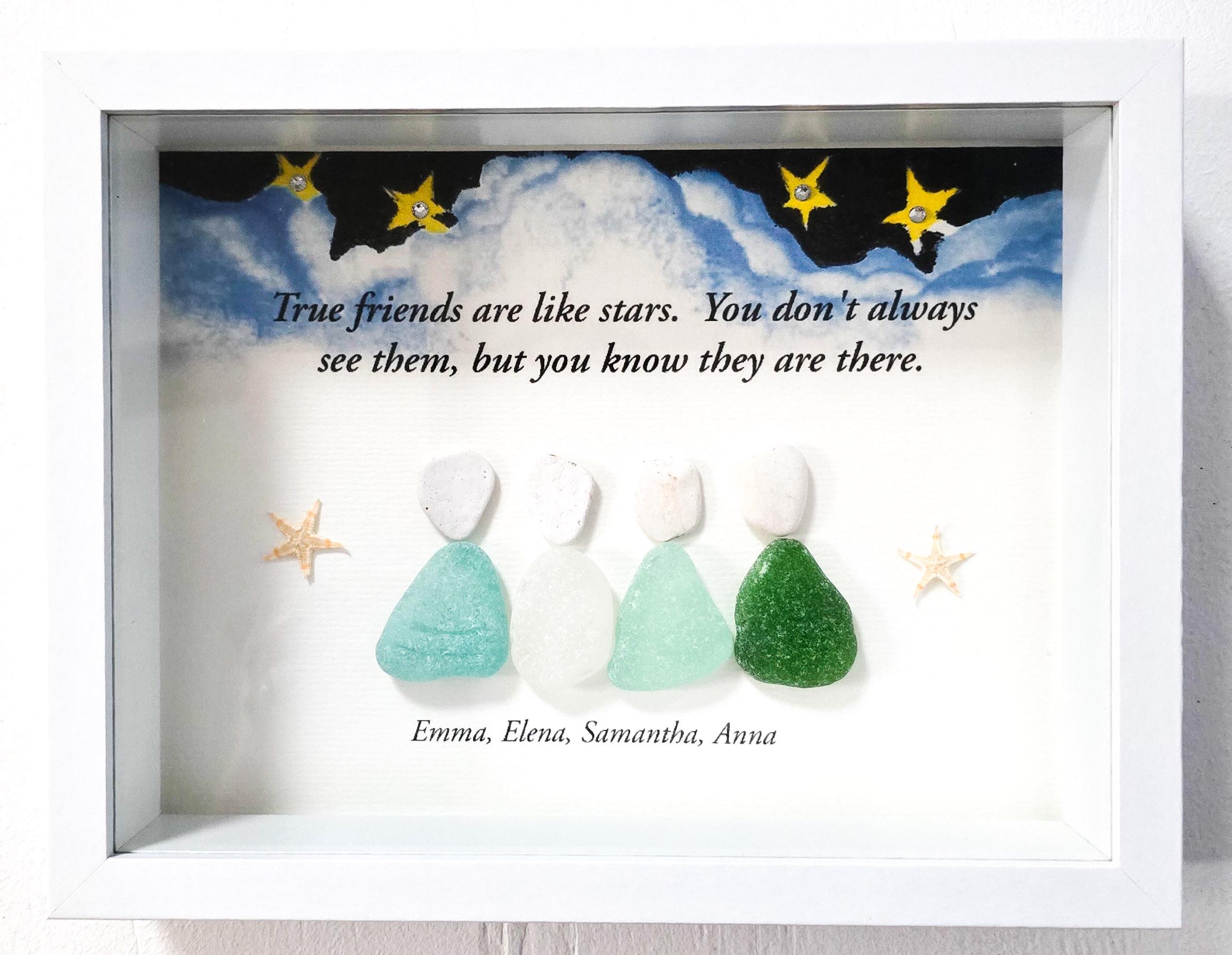 Personalized Sea Glass Friend Art: up to 8 Friends, Custom Quote - Etsy