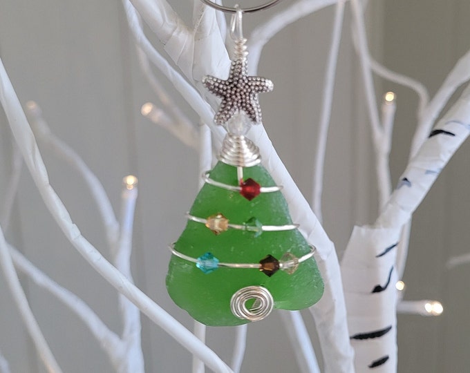 Genuine Sea Glass Christmas Tree Pendant/sea Glass Christmas Tree ...