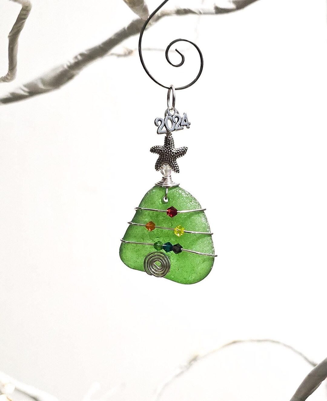 Genuine Sea Glass Christmas Tree Ornament: Coastal Holiday Decor - Etsy