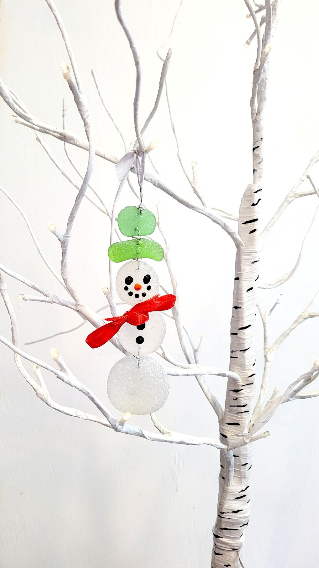 Extra Large Genuine Sea Glass Snowman/sea Glass Snowman Suncatcher/sea ...