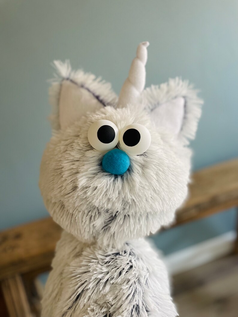 Blue Fuzzy Unicorn Handpuppet, Monster Puppet, Professional Handpuppet ...