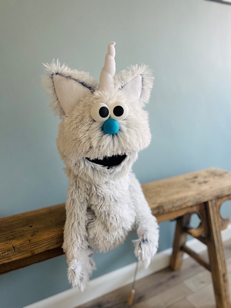 Blue Fuzzy Unicorn Handpuppet, Monster Puppet, Professional Handpuppet ...
