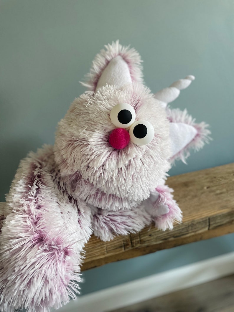 Pink Fuzzy Unicorn Handpuppet, Monster Puppet, Professional Handpuppet ...