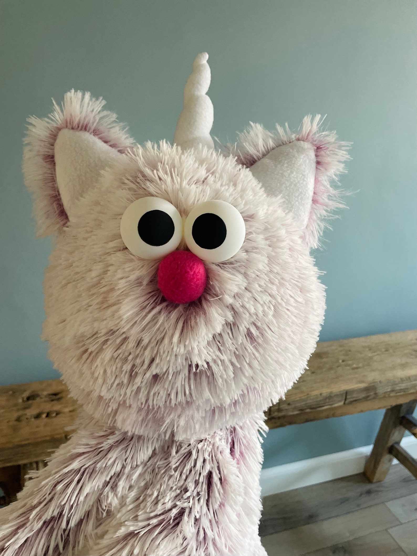Pink Fuzzy Unicorn Handpuppet, Monster Puppet, Professional Handpuppet ...