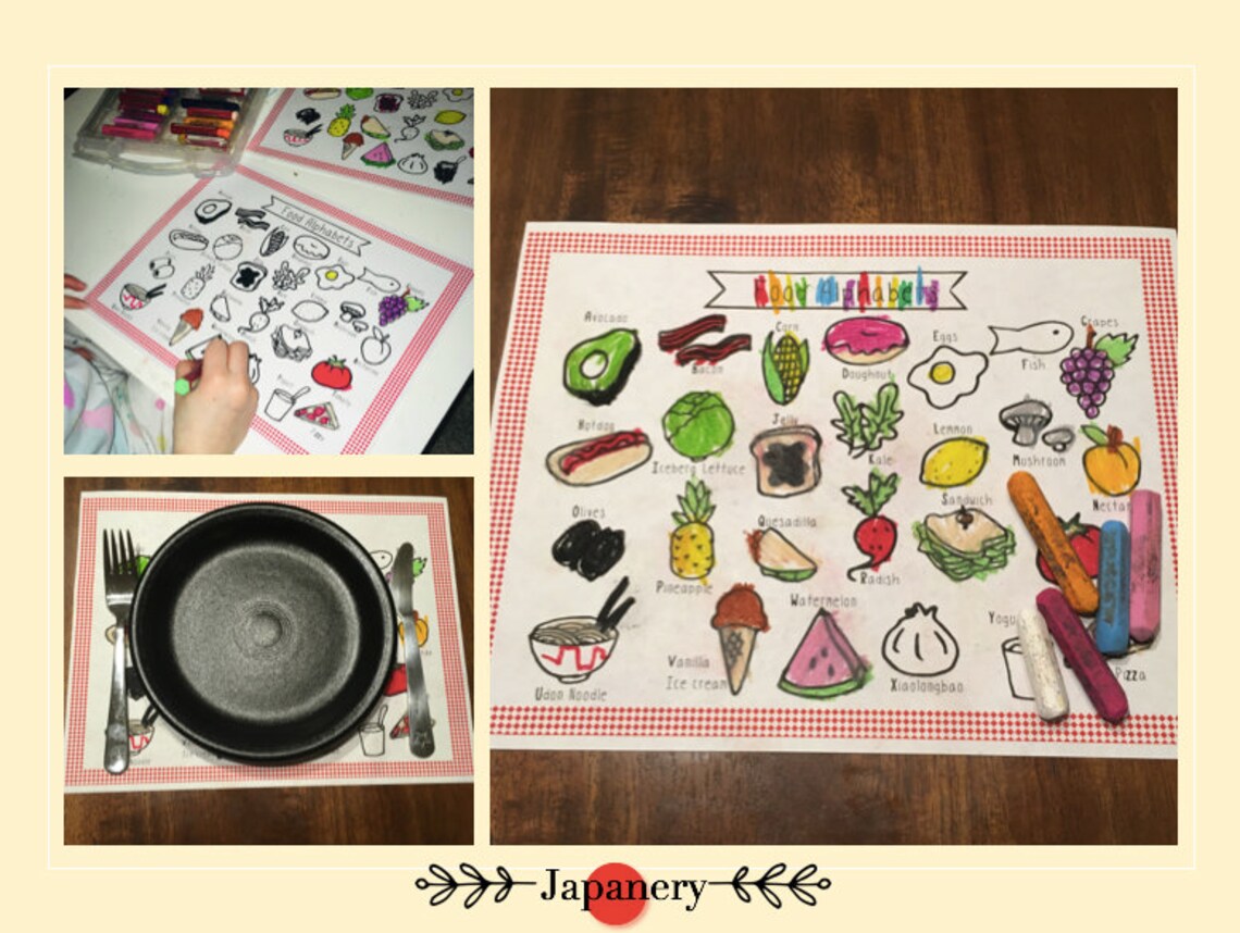Placemat Printable for Kids food Alphabetreusable or Toss - Etsy