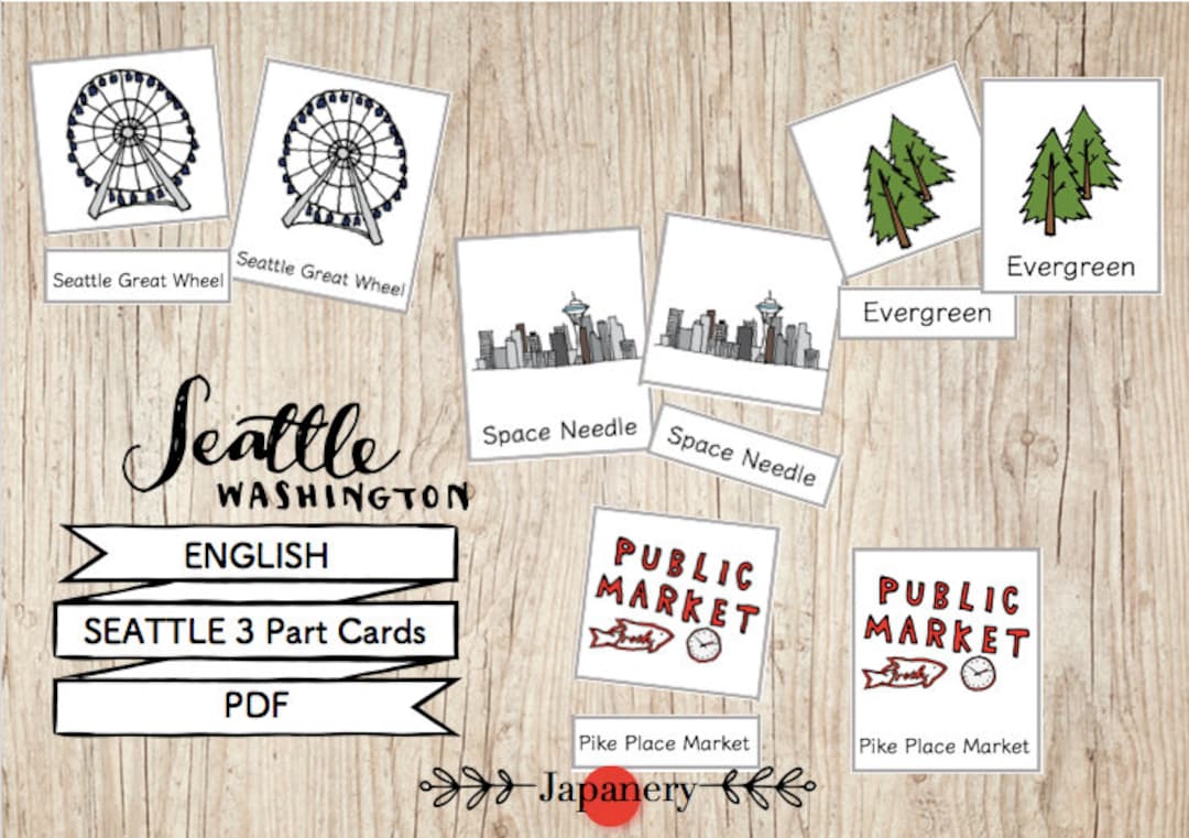 Seattle 3 Part Cards Montessori | English | Flash Cards | Homeschool ...
