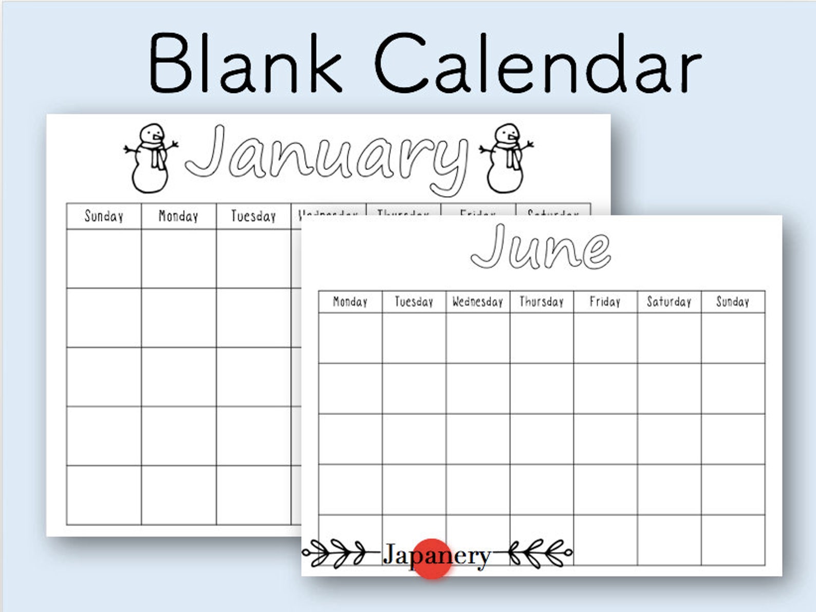 Blank Calendar | Kids Calendar | School Calendar | Homeschool Calendar ...