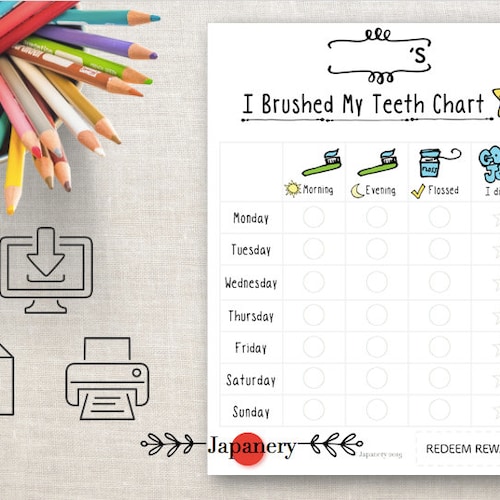 Brush Your Teeth Tooth Brushing Chart Printable - Etsy
