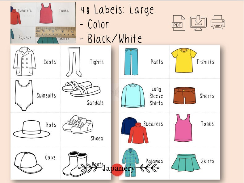 EDITABLE Clothing Labels [closet Organization] Practical Life Skill ...