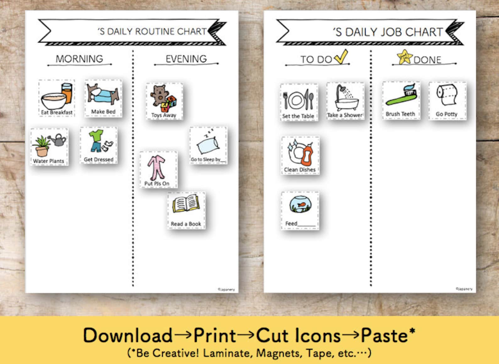 Kids Chore Routine Chart Deluxe DIY Set printable Daily - Etsy