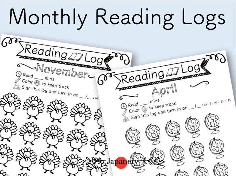 Monthly Reading Logs for Kids | Teachers | Homeschool Material | Year ...
