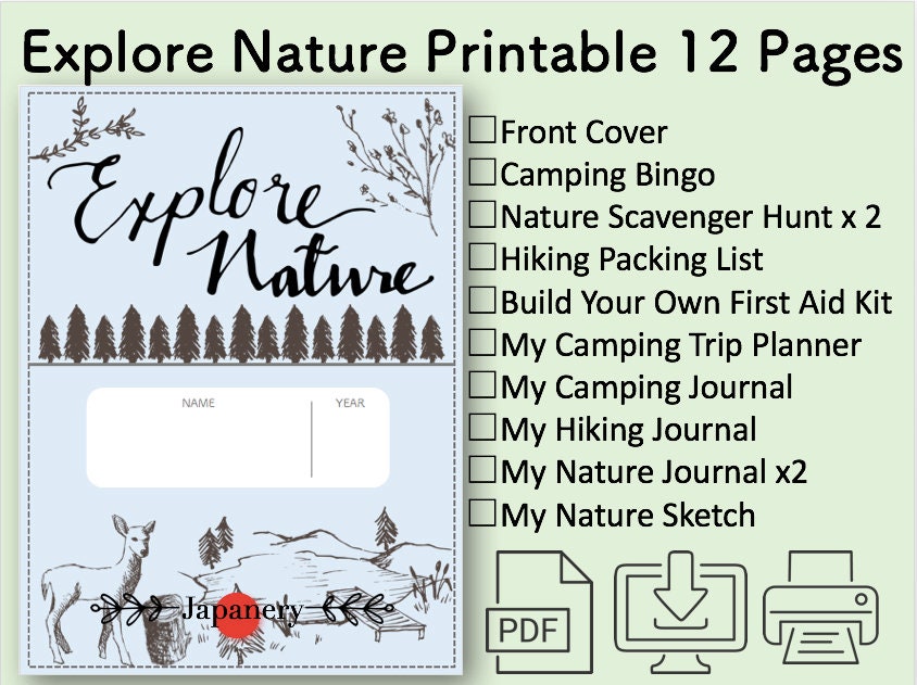 Explore Nature Kids Journal Printable: Camping, Hiking, & Nature Walk ...