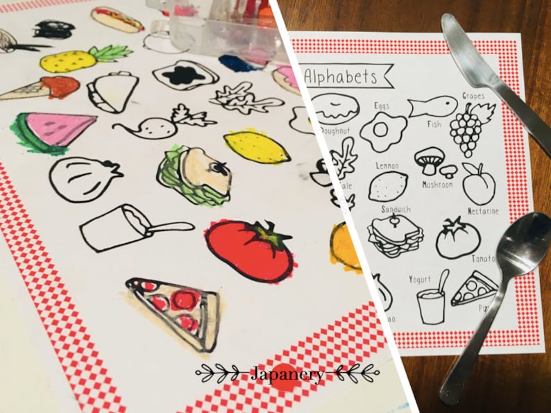 Placemat Printable for Kids |food Alphabet|reusable or Toss Away, Self ...