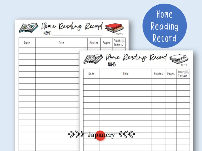 Home Reading Record Chart | Etsy