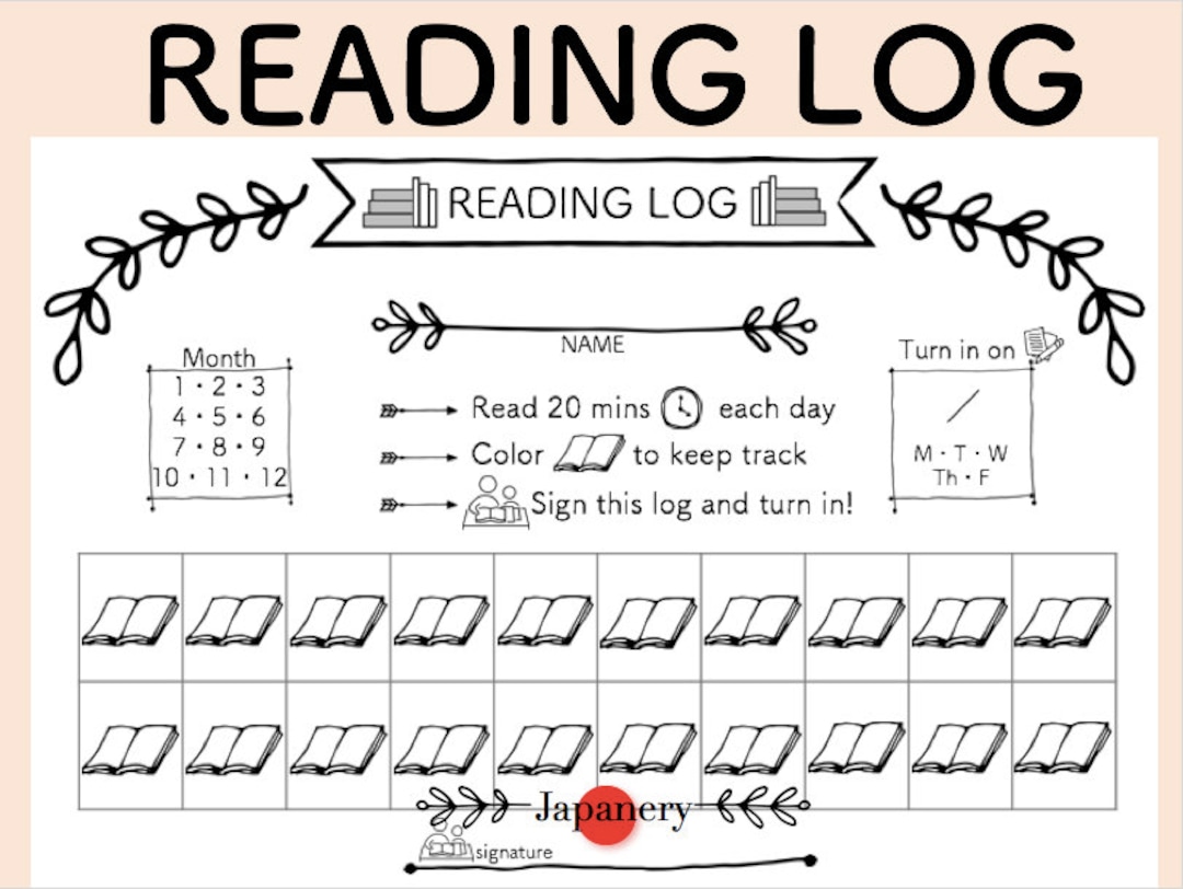 Reading Log Printable---simple Minimalist| Homeschool | Teacher ...