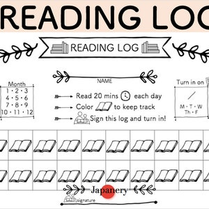 Reading Log Printable---simple Minimalist| Homeschool | Teacher ...