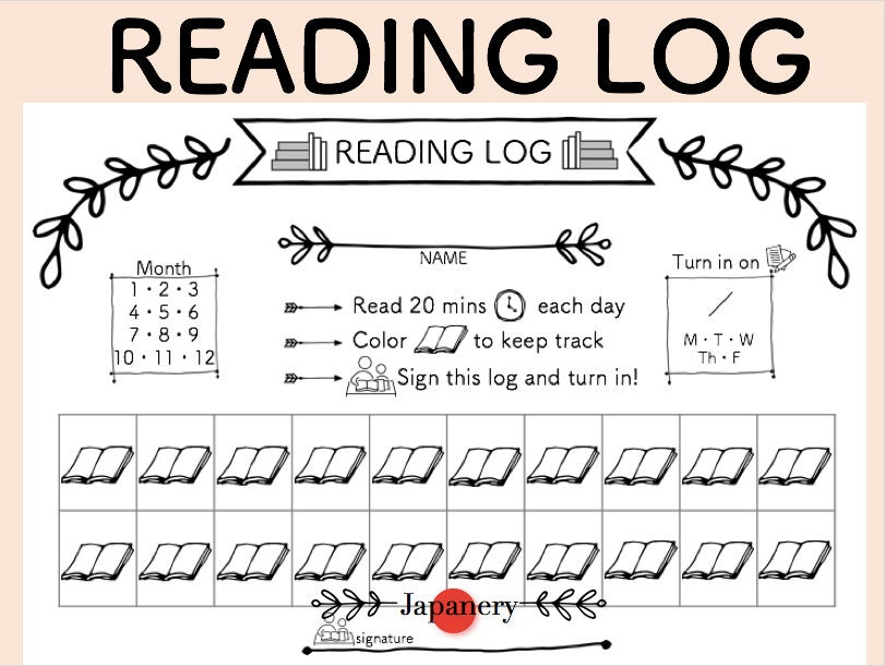 Reading Log Printable---simple Minimalist| Homeschool | Teacher ...