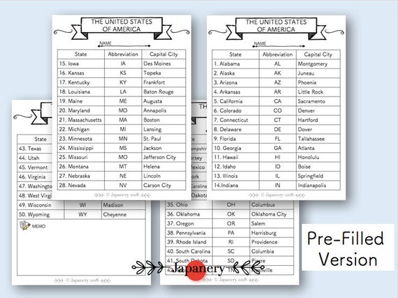 States Capitals Abbreviations Chart 50 States With Abbreviations List