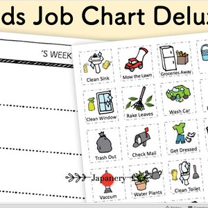Kids Chore Routine Chart Deluxe DIY Set [printable] Daily, Weekly, 20 ...