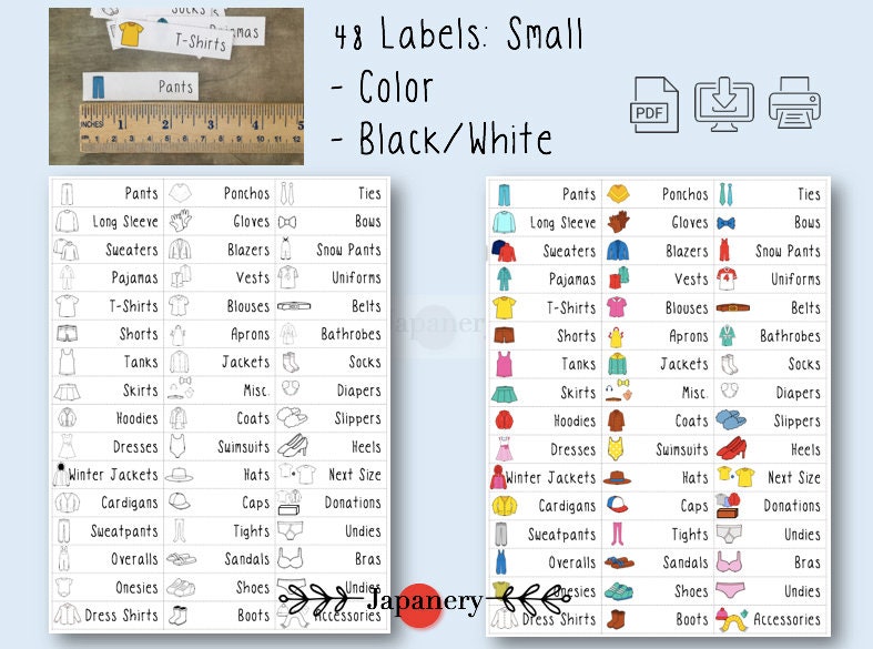 EDITABLE Clothing Labels [closet Organization] Practical Life Skill ...