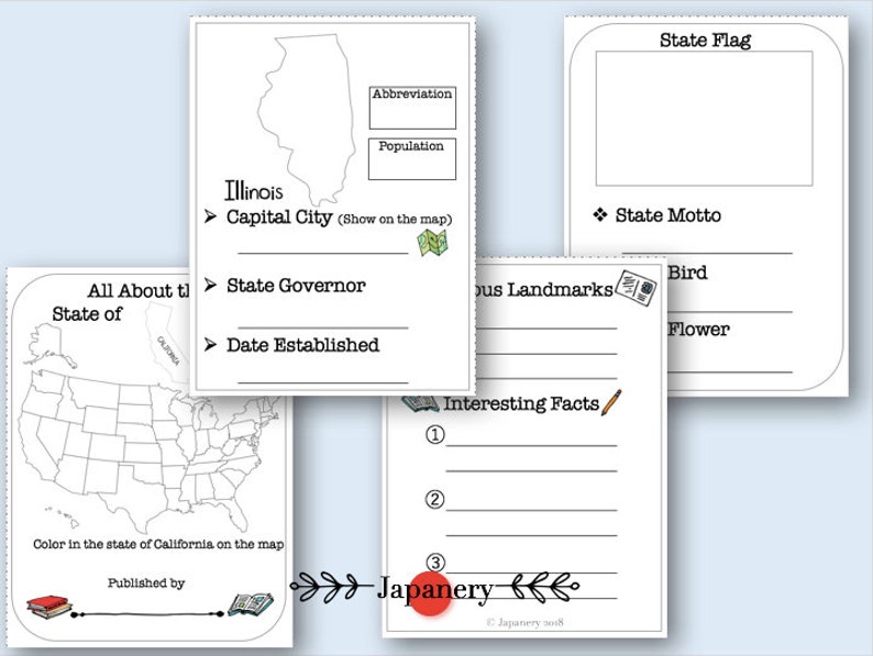 All About the States Mini Book (50 States) - Etsy