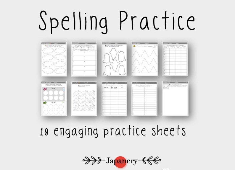 Spelling Practice Sheets Language Art Center Activities - Etsy