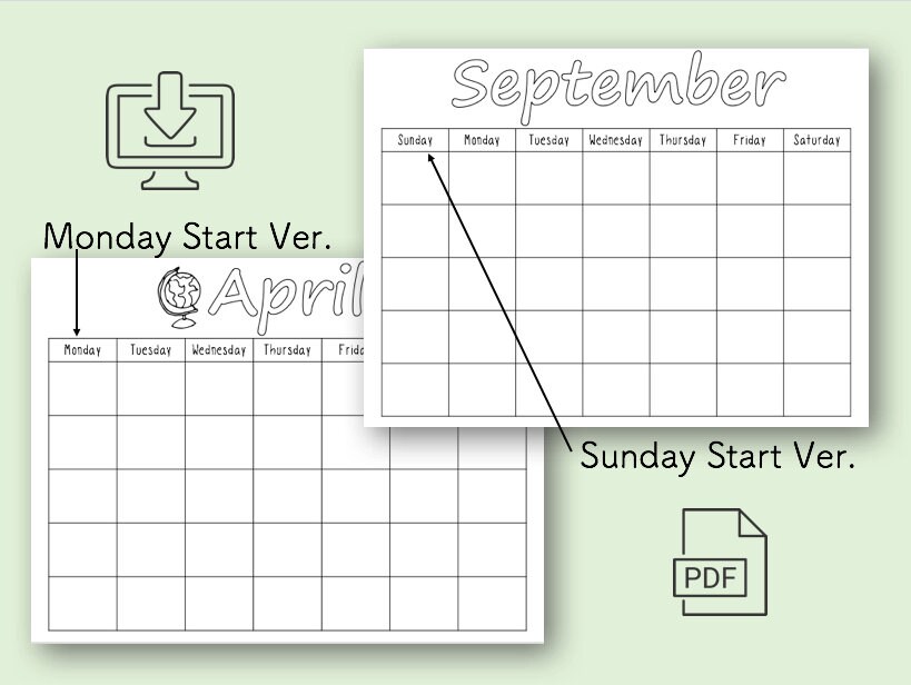 Blank Calendar | Kids Calendar | School Calendar | Homeschool Calendar ...