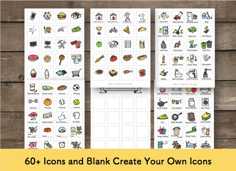 Kids Chore Routine Chart Deluxe DIY Set [printable] Daily, Weekly, 20 ...