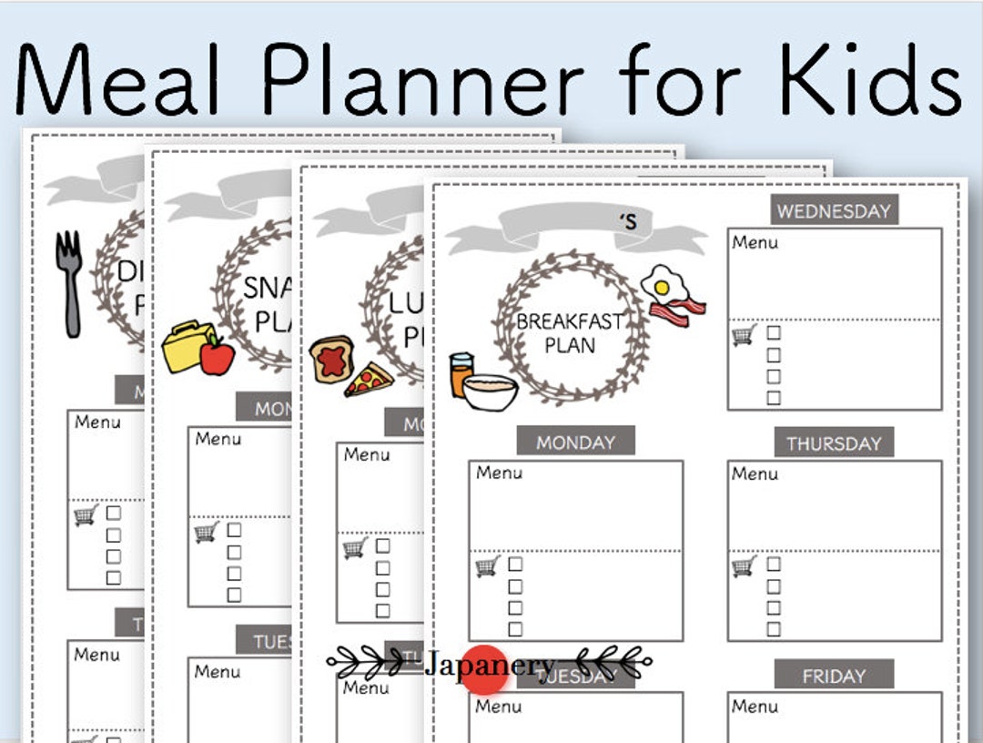 Meal Planner for Kids: Weekdays | Homeschool | Nutrition | Health Study ...