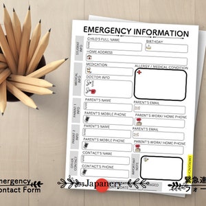 Daycare Daily Report Log Form/ Emergency Contact Form/ Daycare Starter ...