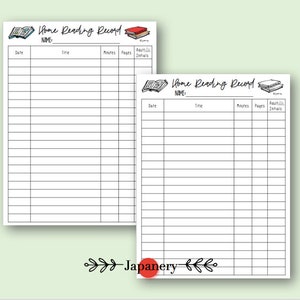 Home Reading Record Chart | Etsy