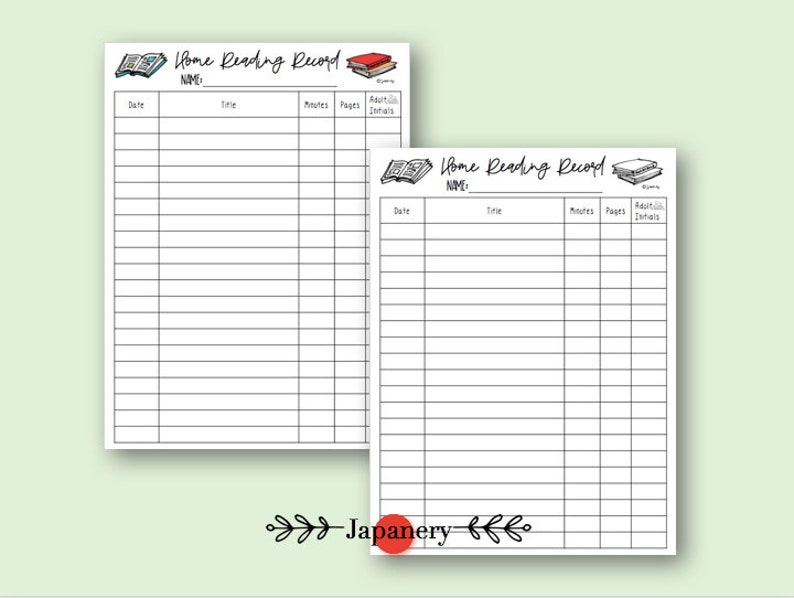 Home Reading Record Chart | Etsy