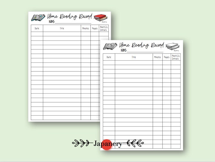 Home Reading Record Chart - Etsy