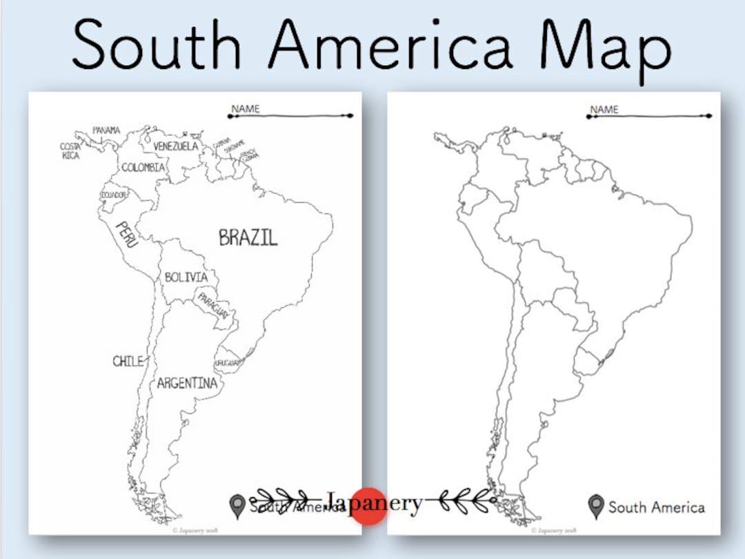 South America Map Printable - Etsy