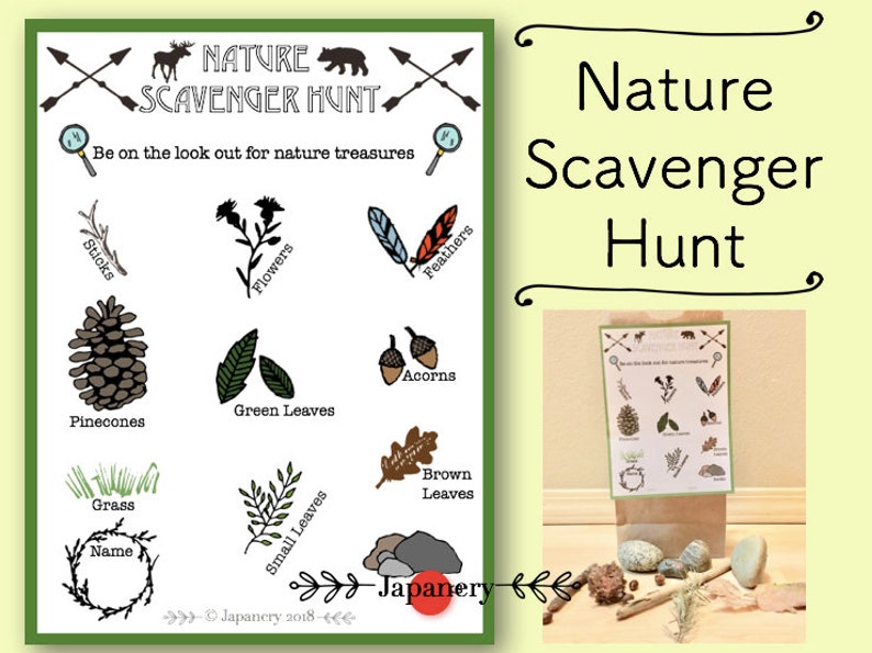 Nature Theme Scavenger Hunt Sheet Set Backyard Camping Nature ...