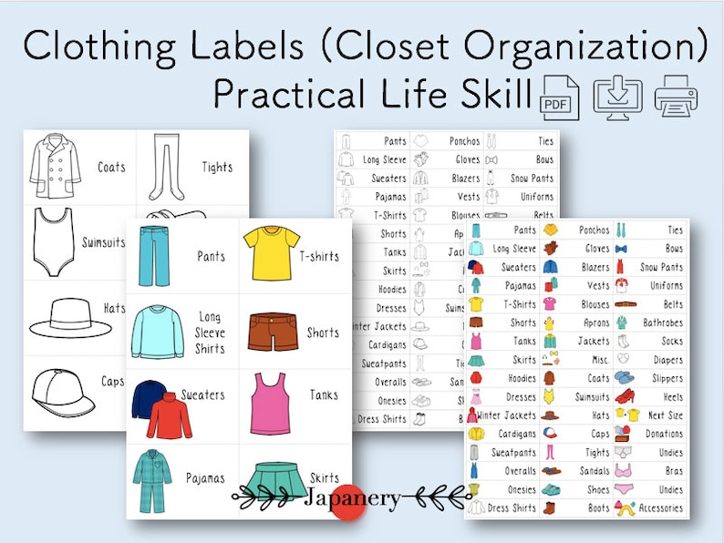 Clothing Labels [closet Organization] Practical Life Skill | Montessori ...