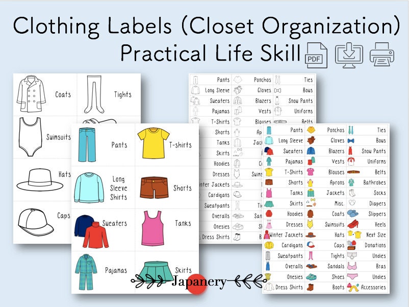 Clothing Labels [closet Organization] Practical Life Skill | Montessori ...