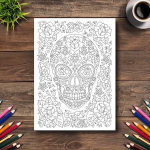 day of the dead hard coloring pages