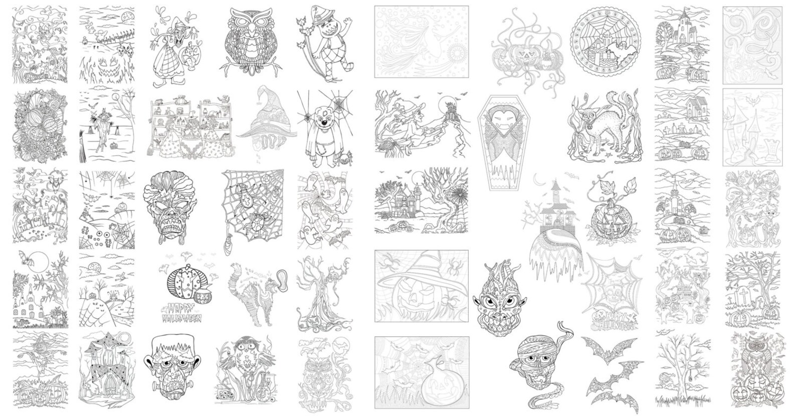 Adult Coloring Book: 50 Halloween Coloring Pages unique - Etsy