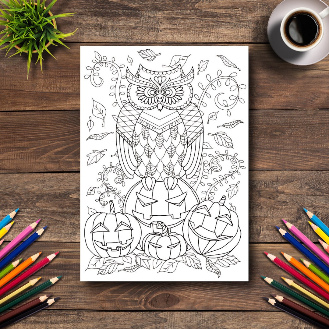 Halloween Coloring Page 21 DIGITAL printable PDF Illustration, Day of ...