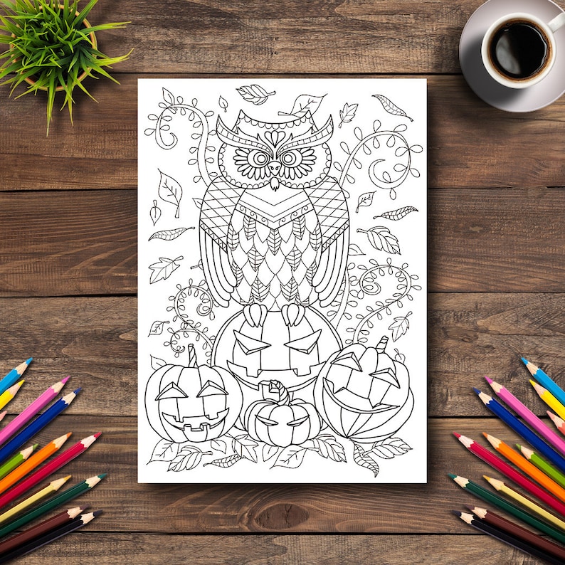 Halloween Coloring Page 21 DIGITAL printable PDF Illustration, Day of ...