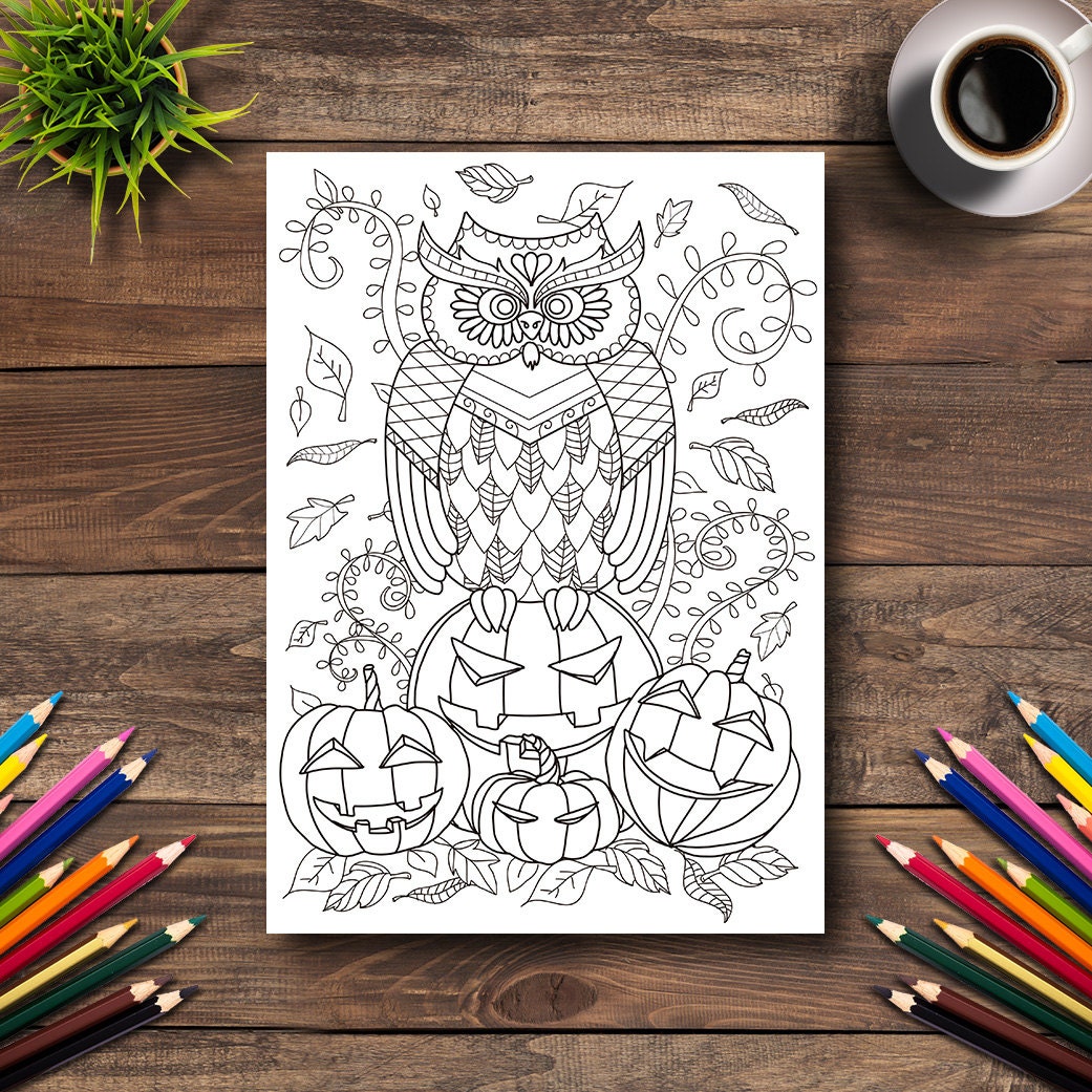 Halloween Coloring Page 21 DIGITAL printable PDF Illustration, Day of ...