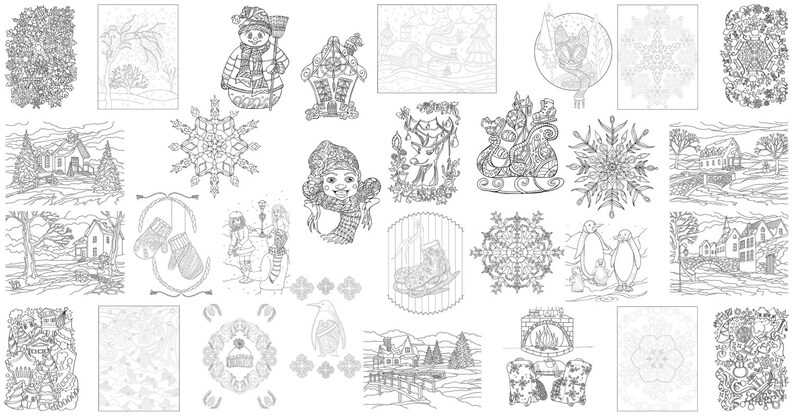 Adult Coloring Book: 30 Winter Chill Coloring Pages (wintertime, Snow ...