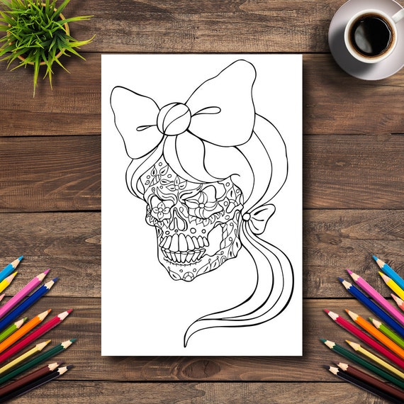 Day of the Dead Coloring Page 6 DIGITAL Printable PDF | Etsy