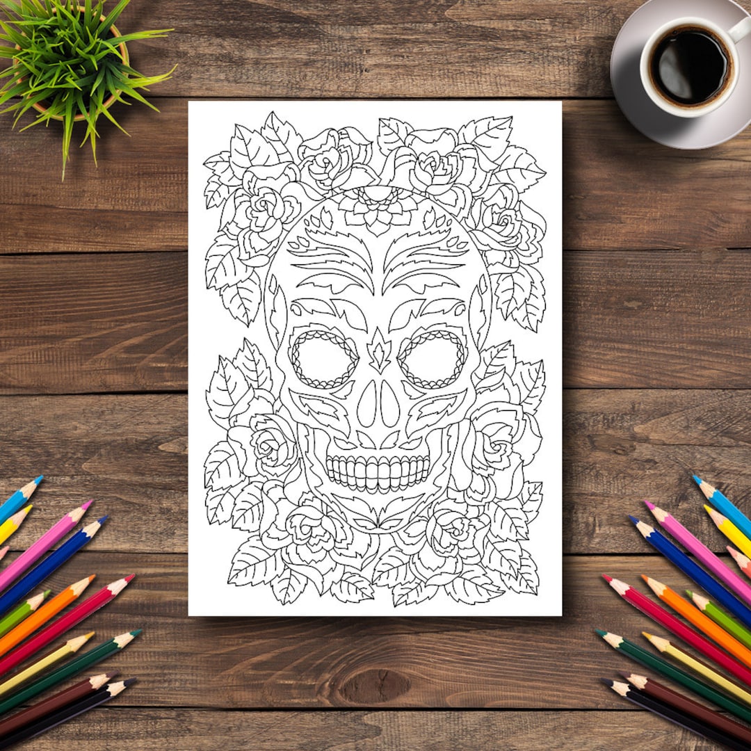 Day of the Dead Coloring Page #15 - DIGITAL (printable PDF Illustration ...
