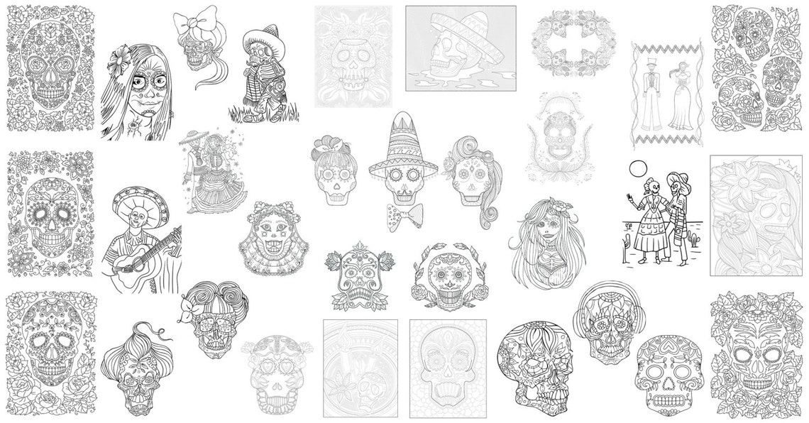 Adult Coloring Book: 30 Day of the Dead Coloring Pages (día De Los ...