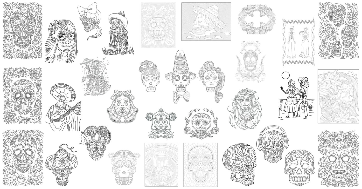 Adult Coloring Book: 30 Day of the Dead Coloring Pages (día De Los ...