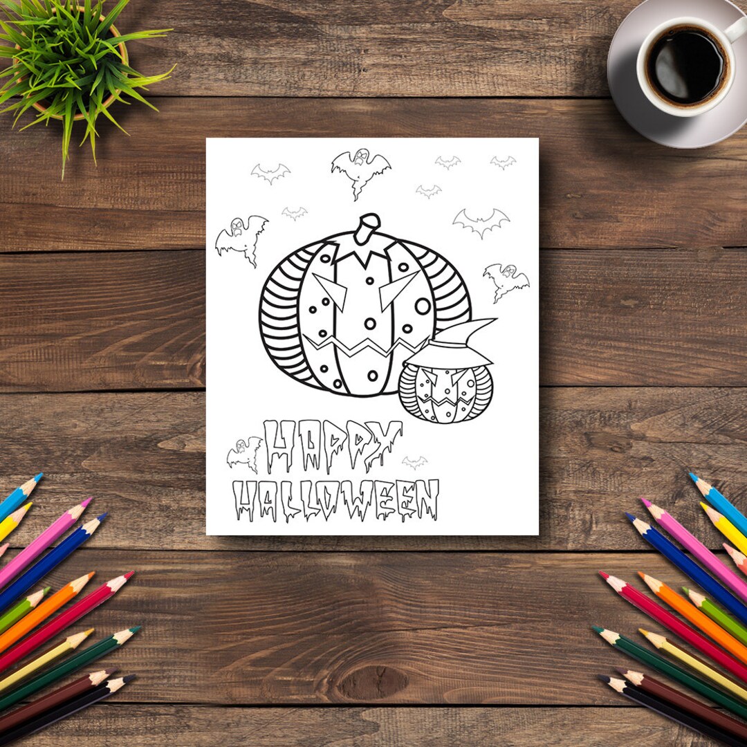 Halloween Coloring Page #8 - DIGITAL (printable PDF Illustration, Day ...