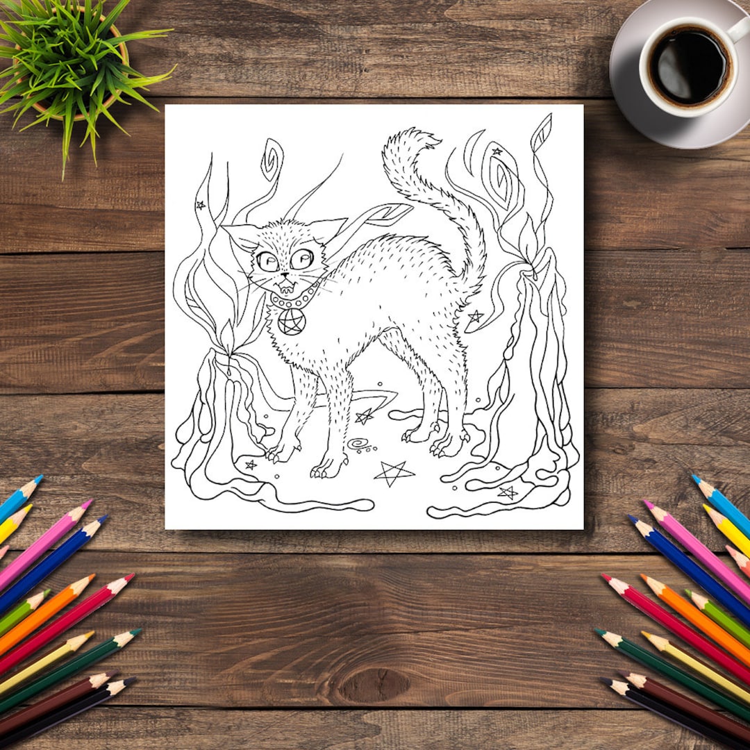 Halloween Coloring Page 33 DIGITAL printable PDF Illustration, Day of ...
