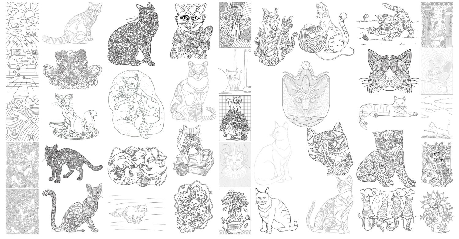 Adult Coloring Book: 40 Purrtastic Cats, Original Designs From 13 ...